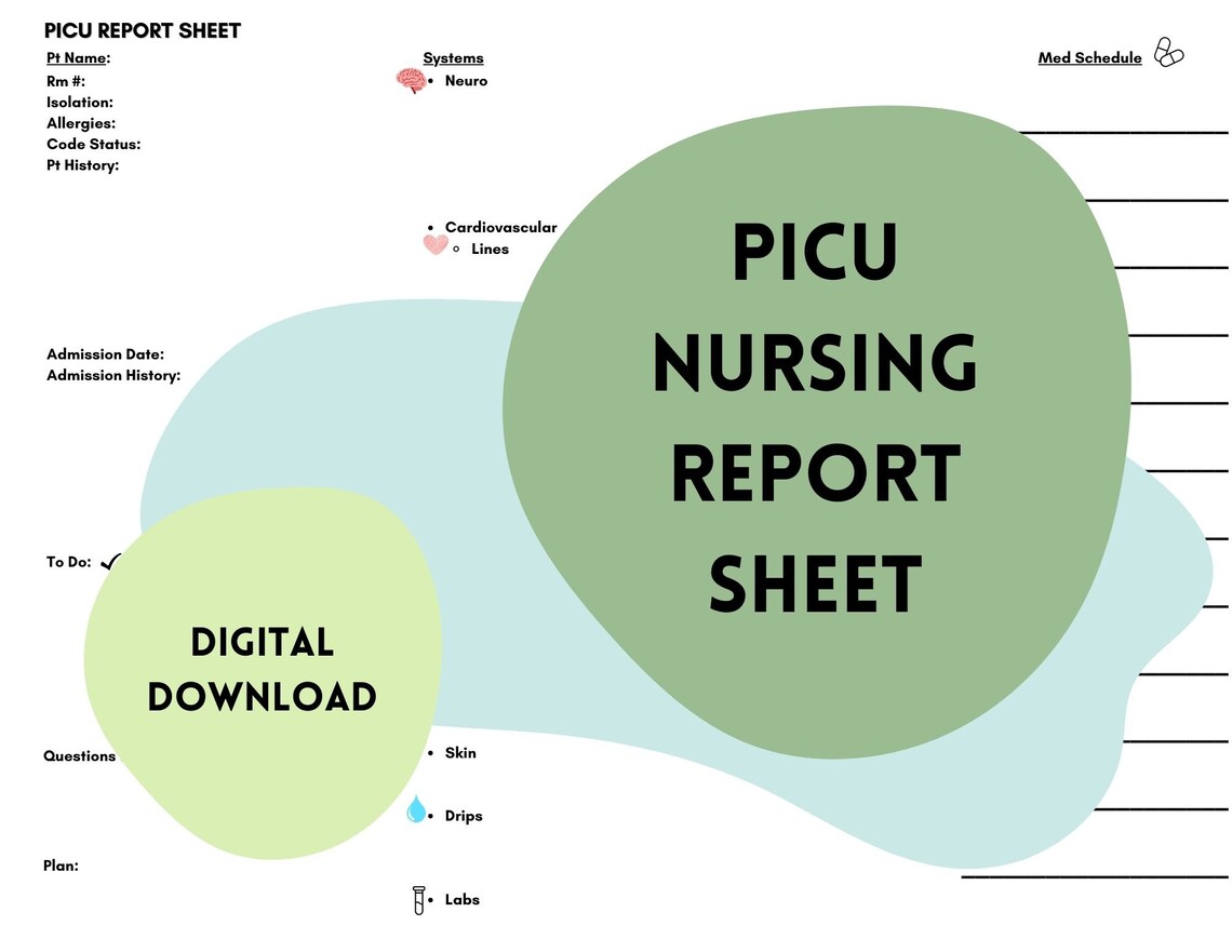 Pediatric Intensive Care Unit Nursing Bundle: PICU Reference Sheet and ...