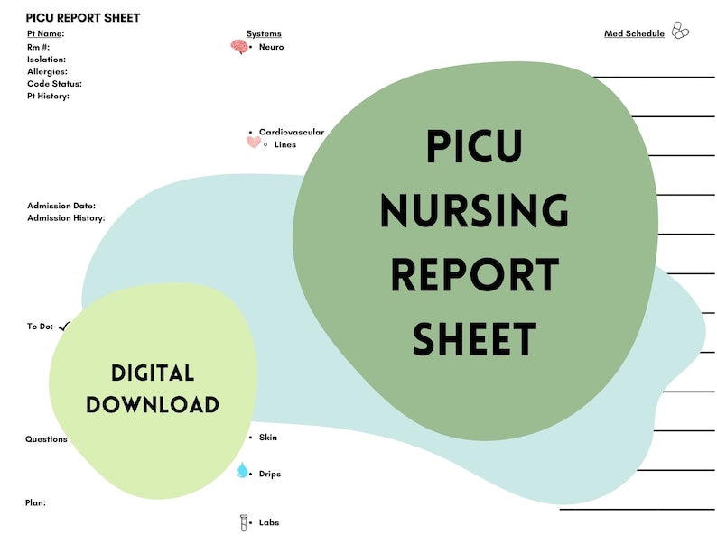 Pediatric Intensive Care Unit Nursing Bundle: PICU Reference Sheet and PICU Report Sheet - Etsy