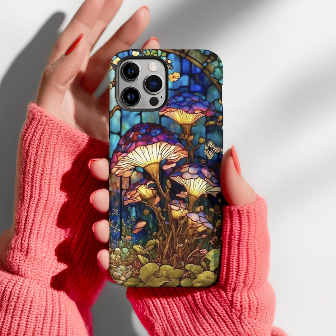 Stained Glass Luminescent Mushroom Cottagecore Enchanted Forest Phone ...