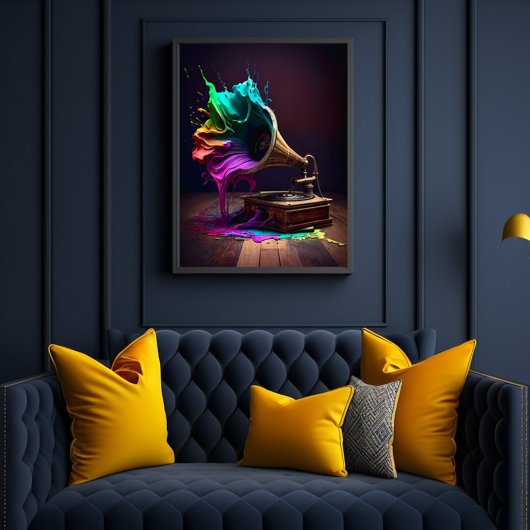 Vintage Phonograph With Splashes of Color of a Retro Vintage Phonograph ...