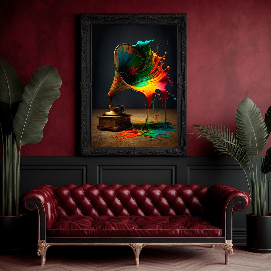 Vintage Phonograph With Splashes of Color of a Retro Vintage Phonograph ...