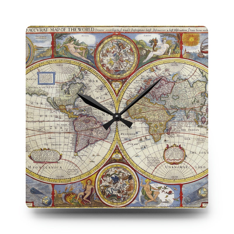 World Map Wall Clock - Etsy