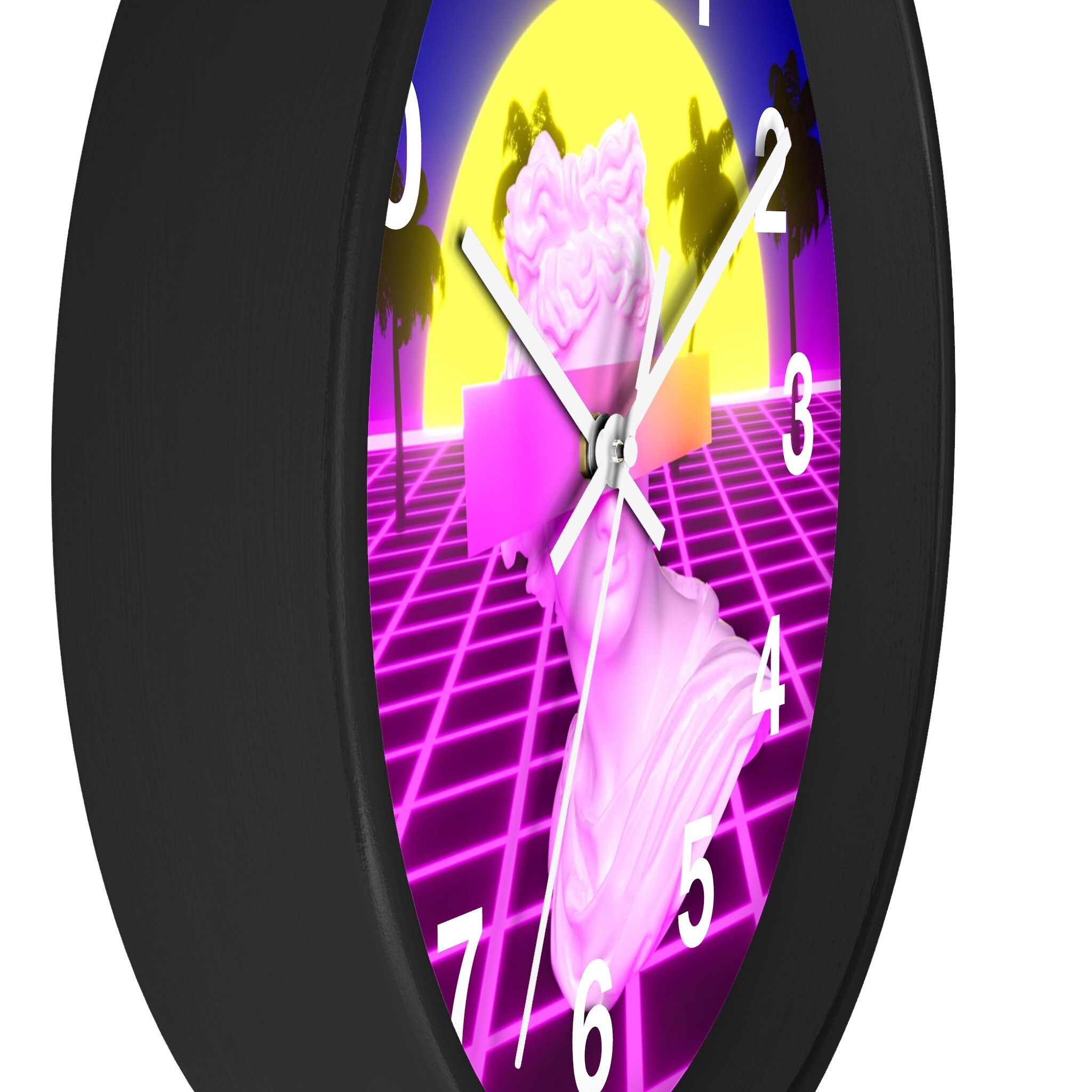 Aesthetic Vaporwave Synthwave Palm Trees Futuristic Sunset Grid Wall ...