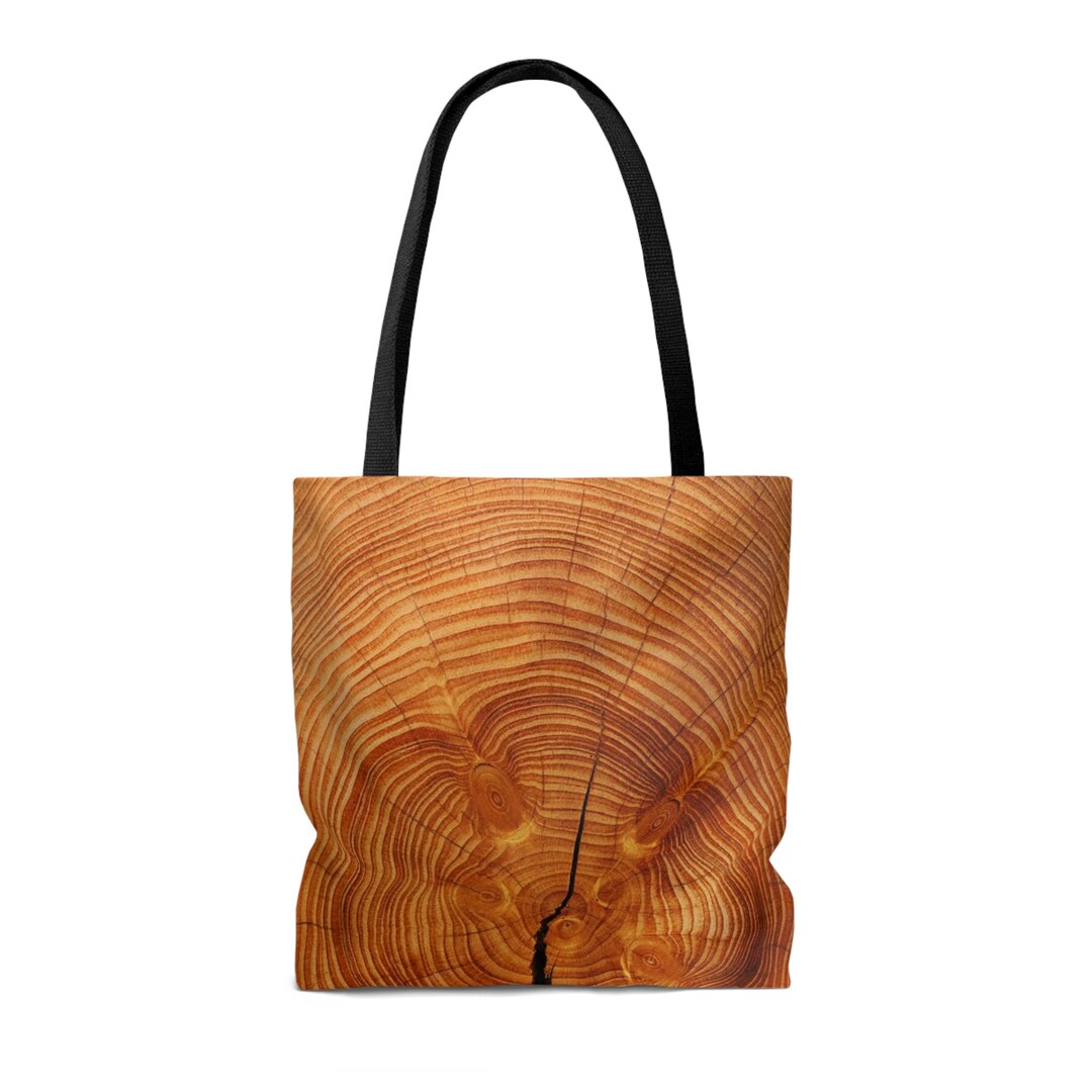 Natural Wood Grain Tree Ring Tote Travel Bag, Aesthetic Woodgrain Hippy ...