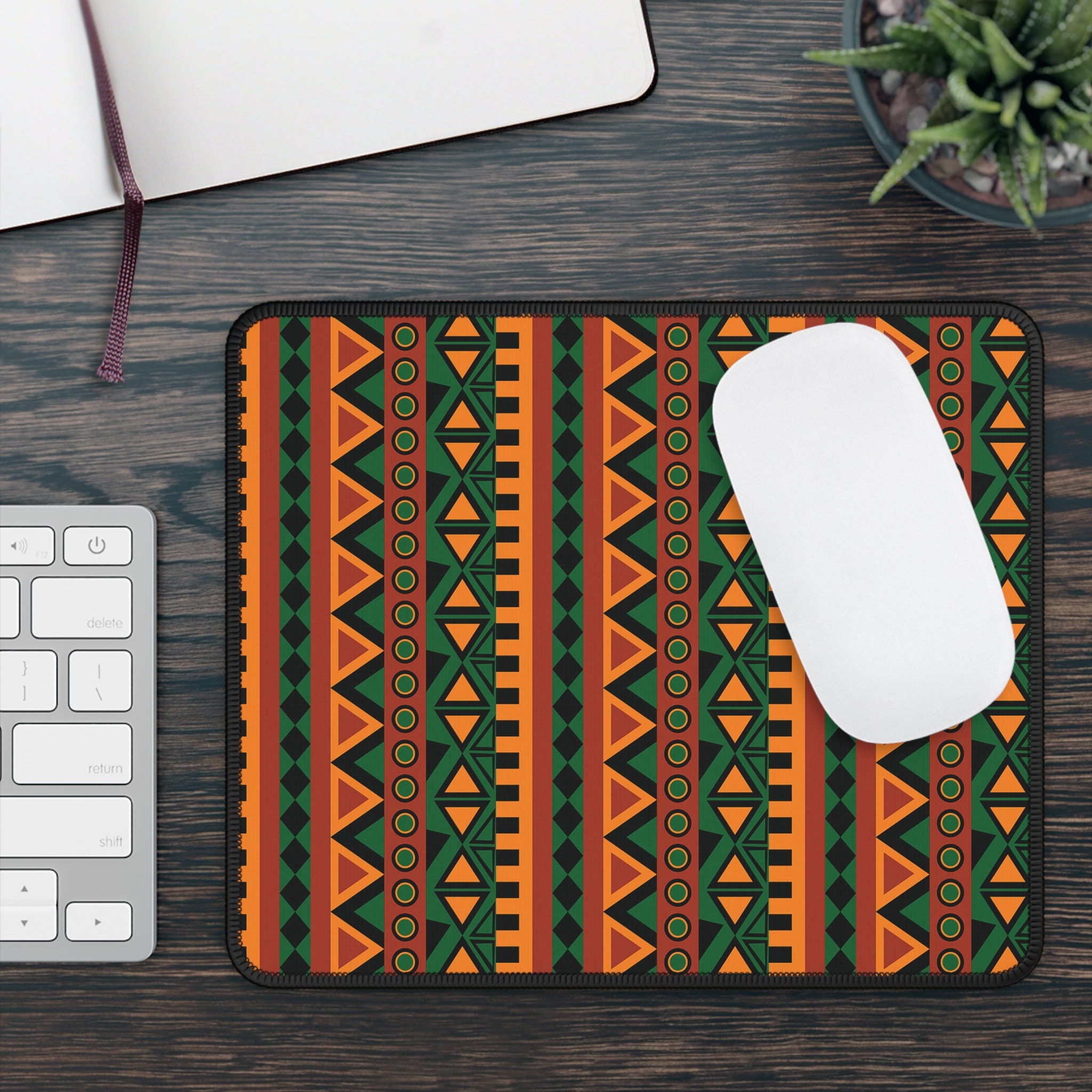 Aesthetic Retro African Tribal Art Red Green Orange Black Pattern ...