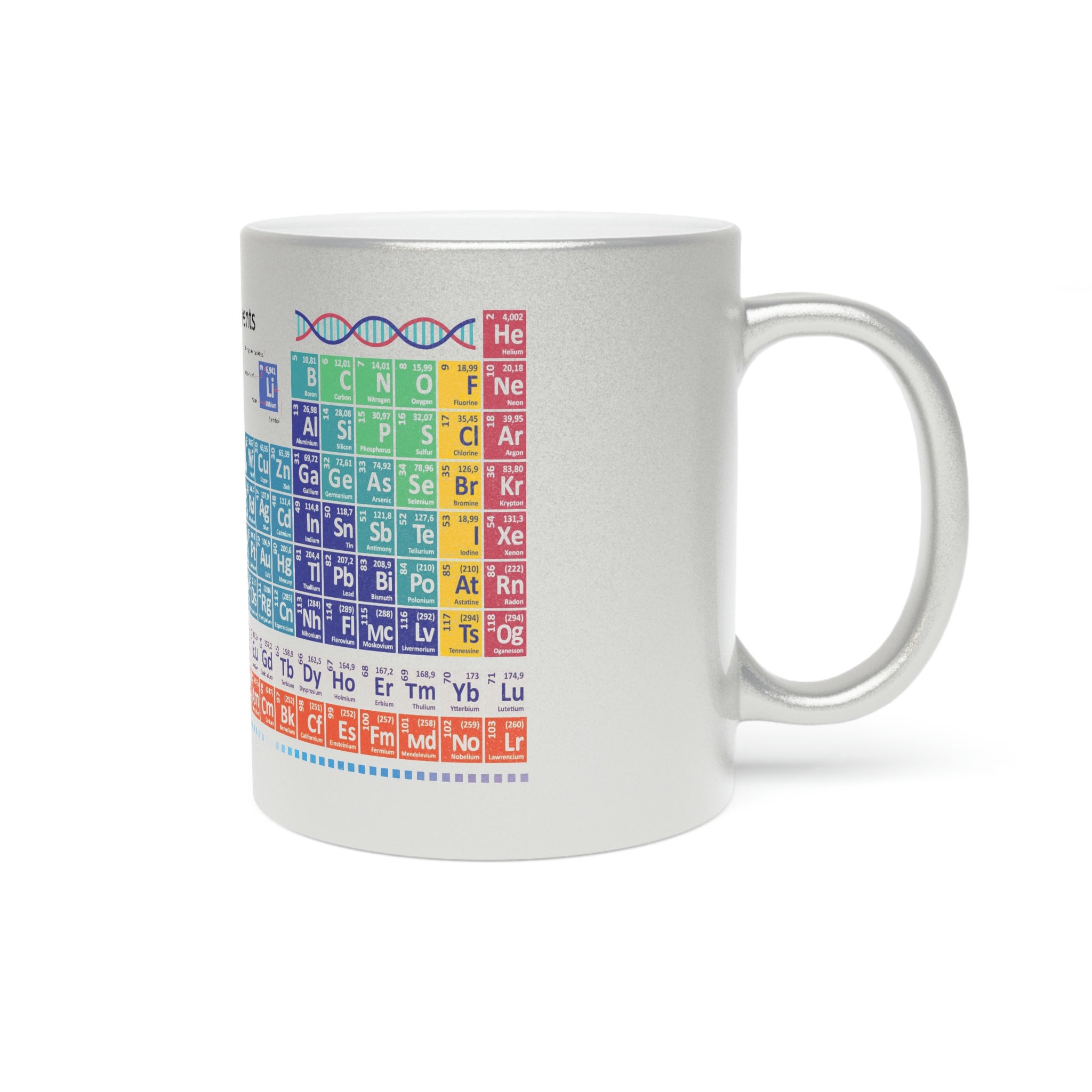 Fancy Periodic Table of Elements Chemistry Science Gold or Silver 11oz ...