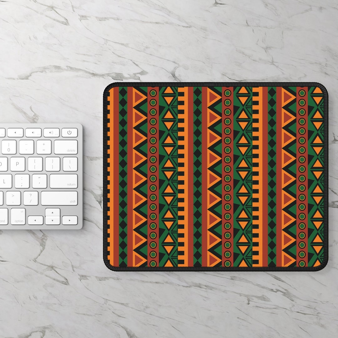 Aesthetic Retro African Tribal Art Red Green Orange Black Pattern ...