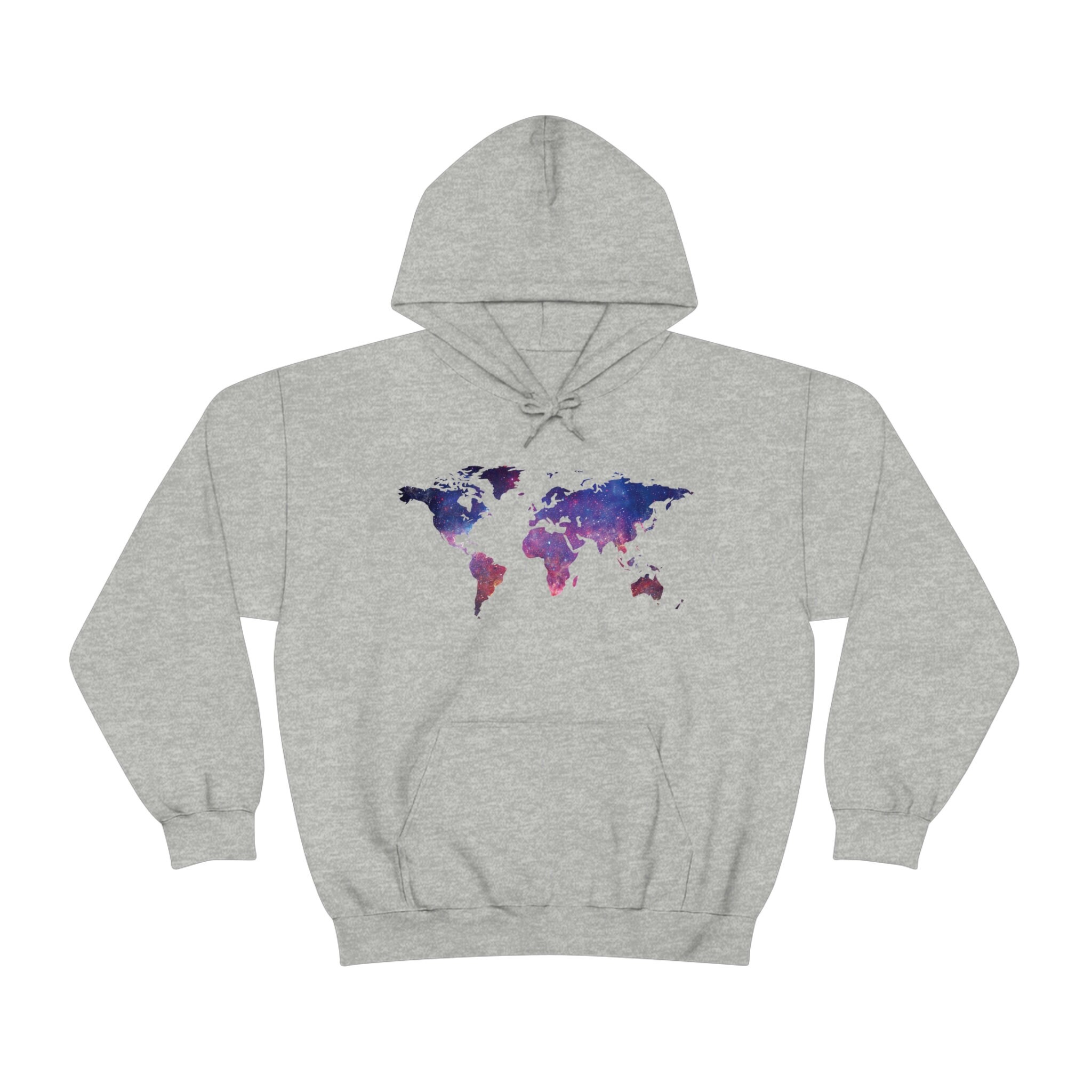 Earth Day Hoodie Cosmic Atlas World Map Geography Continents - Etsy
