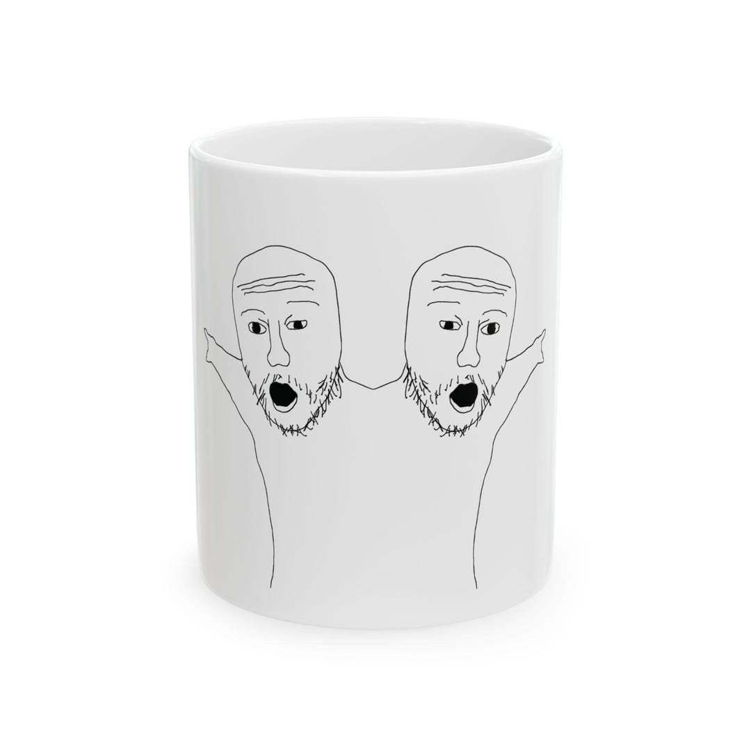 Two Soyjacks Wojak Woke Vegan Soy Point White Ceramic Mug 11oz Coffee ...