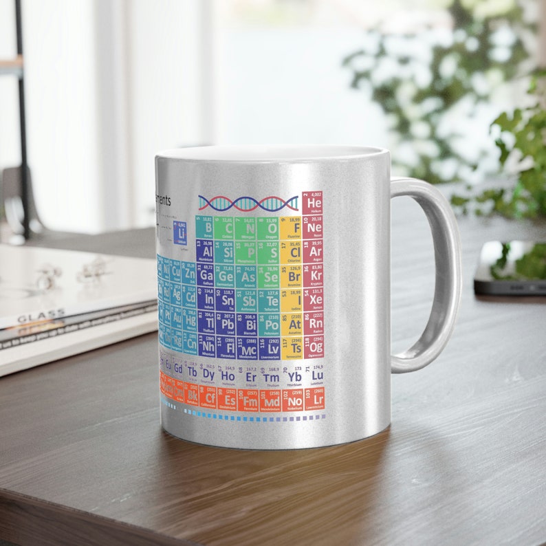 Fancy Periodic Table of Elements Chemistry Science Gold or Silver 11oz ...