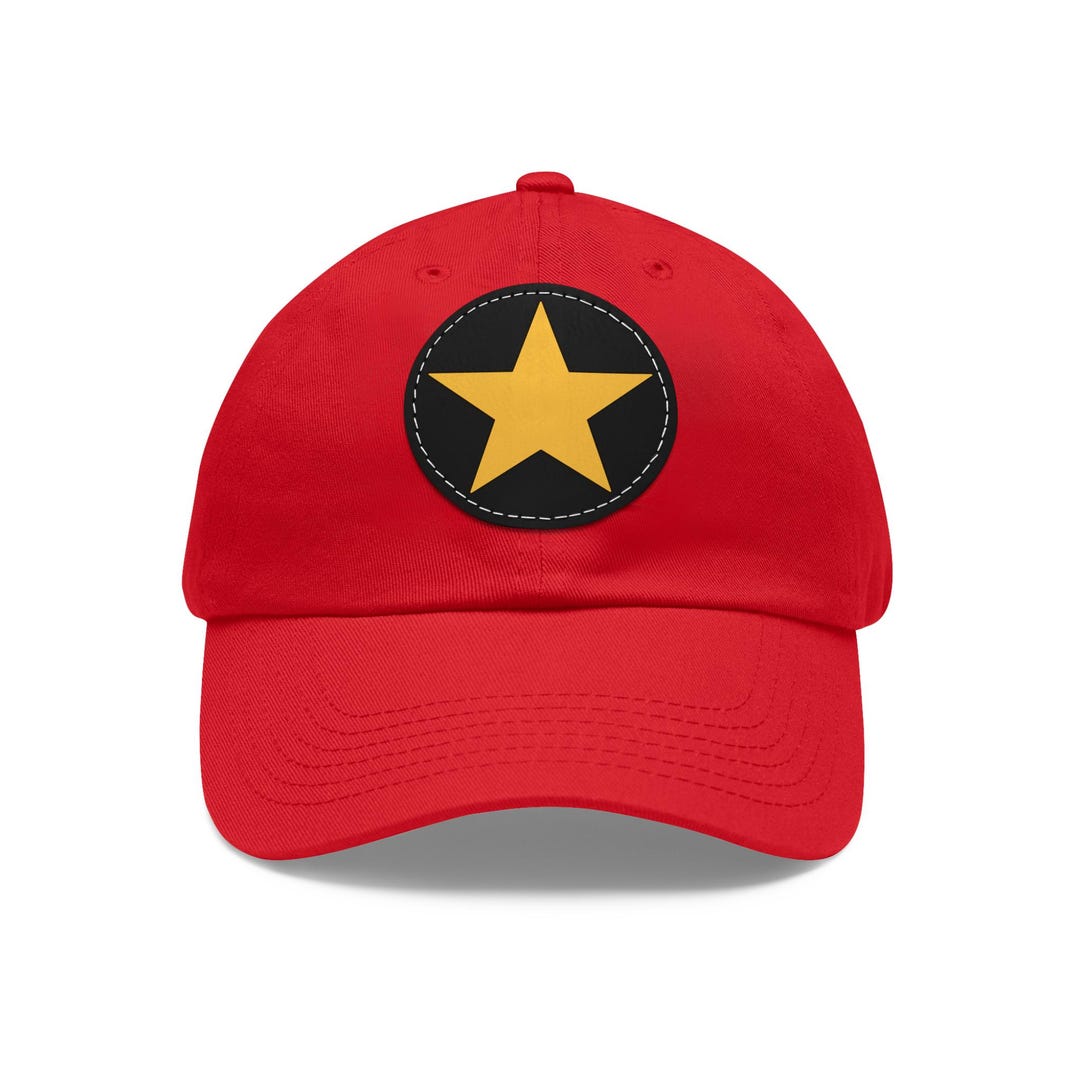 Gold Star Dad Hat Cap With Leather Patch - Etsy