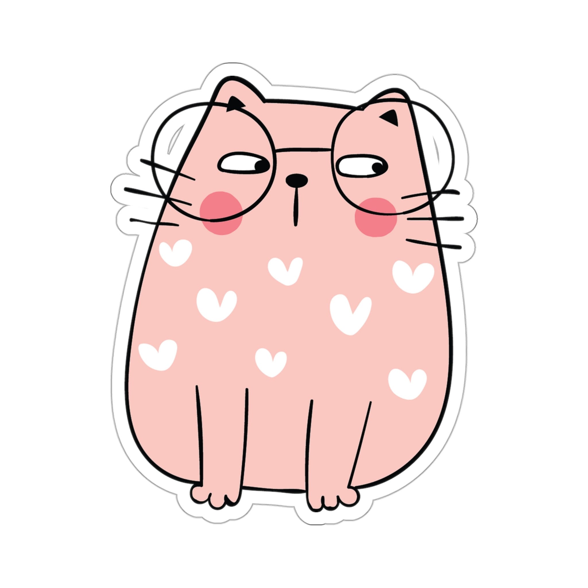 Cute Pink Cat Kitten Heart Glasses Sticker, Laptop Sticker, Water ...