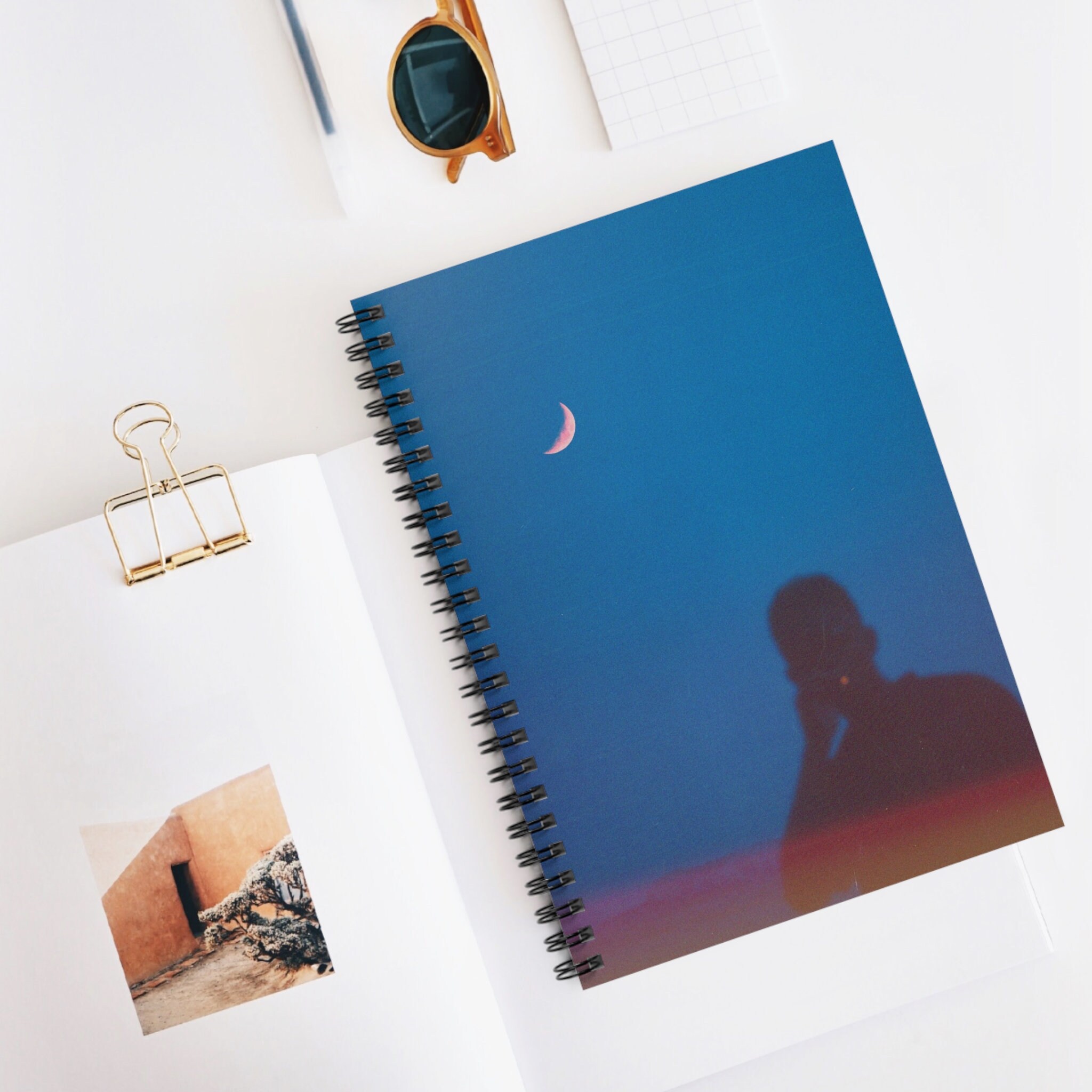 Crescent Moon Lunar Blurry Aesthetic Ruled Lined Study Notebook ...