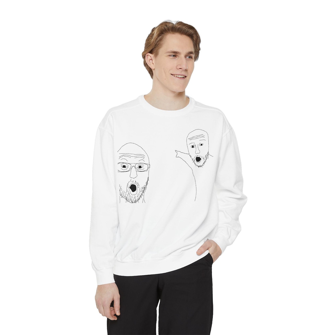 Two Soyjacks Wojak Soy Point Pointing Funny Meme Unisex Cotton T Shirt ...