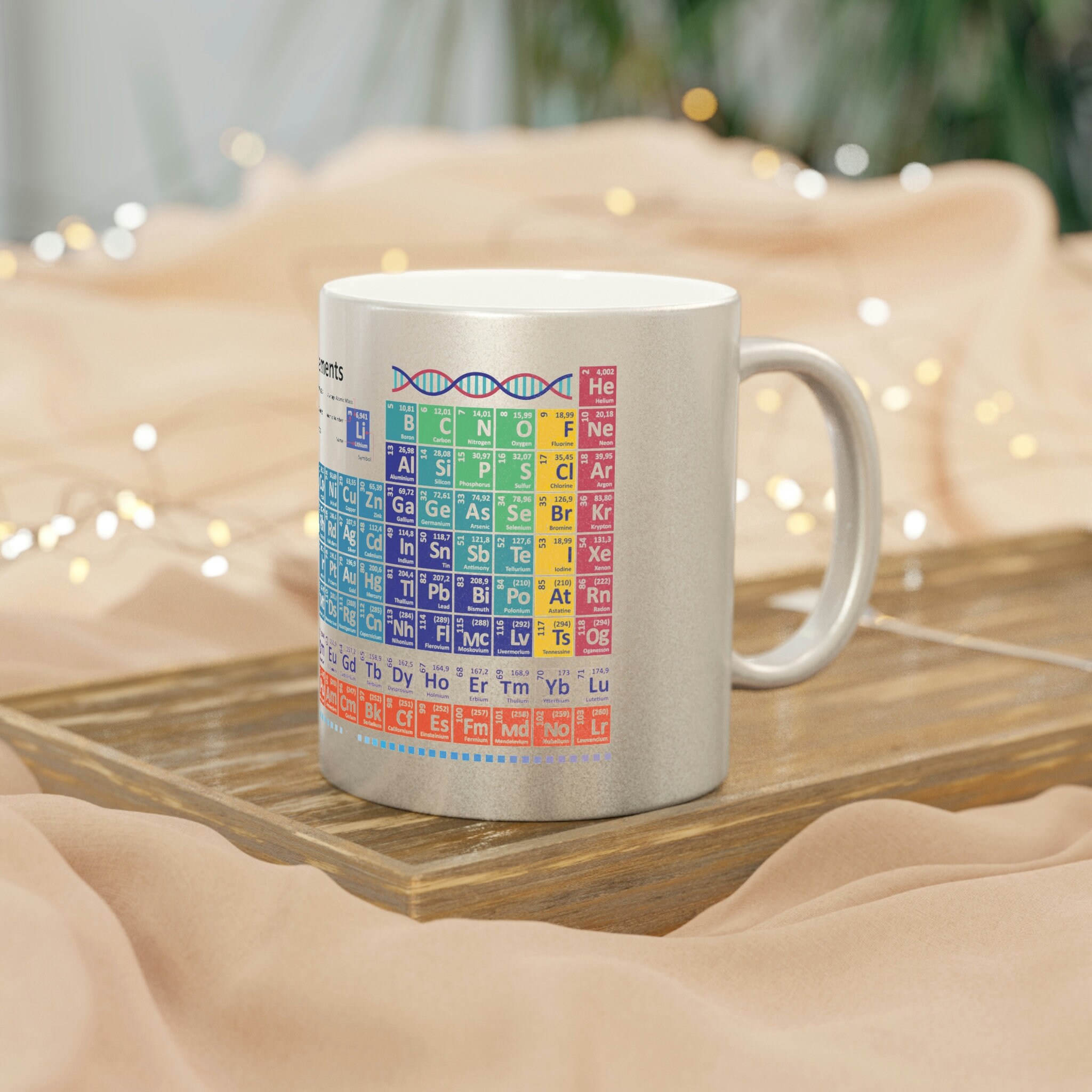 Fancy Periodic Table of Elements Chemistry Science Gold or Silver 11oz ...