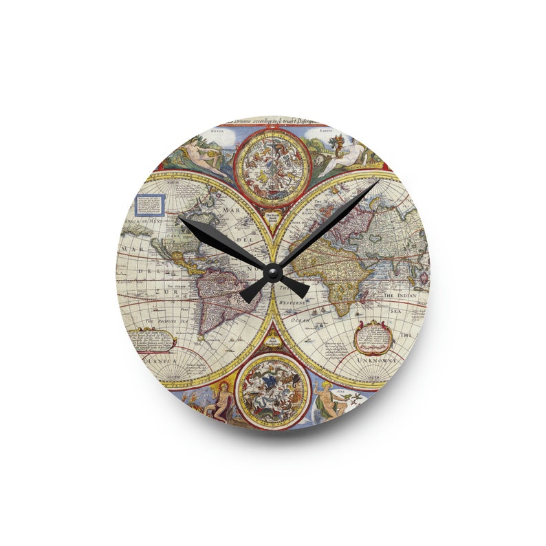 Old Vintage Atlas World Map Cartography Aesthetic Round and Square Wall ...