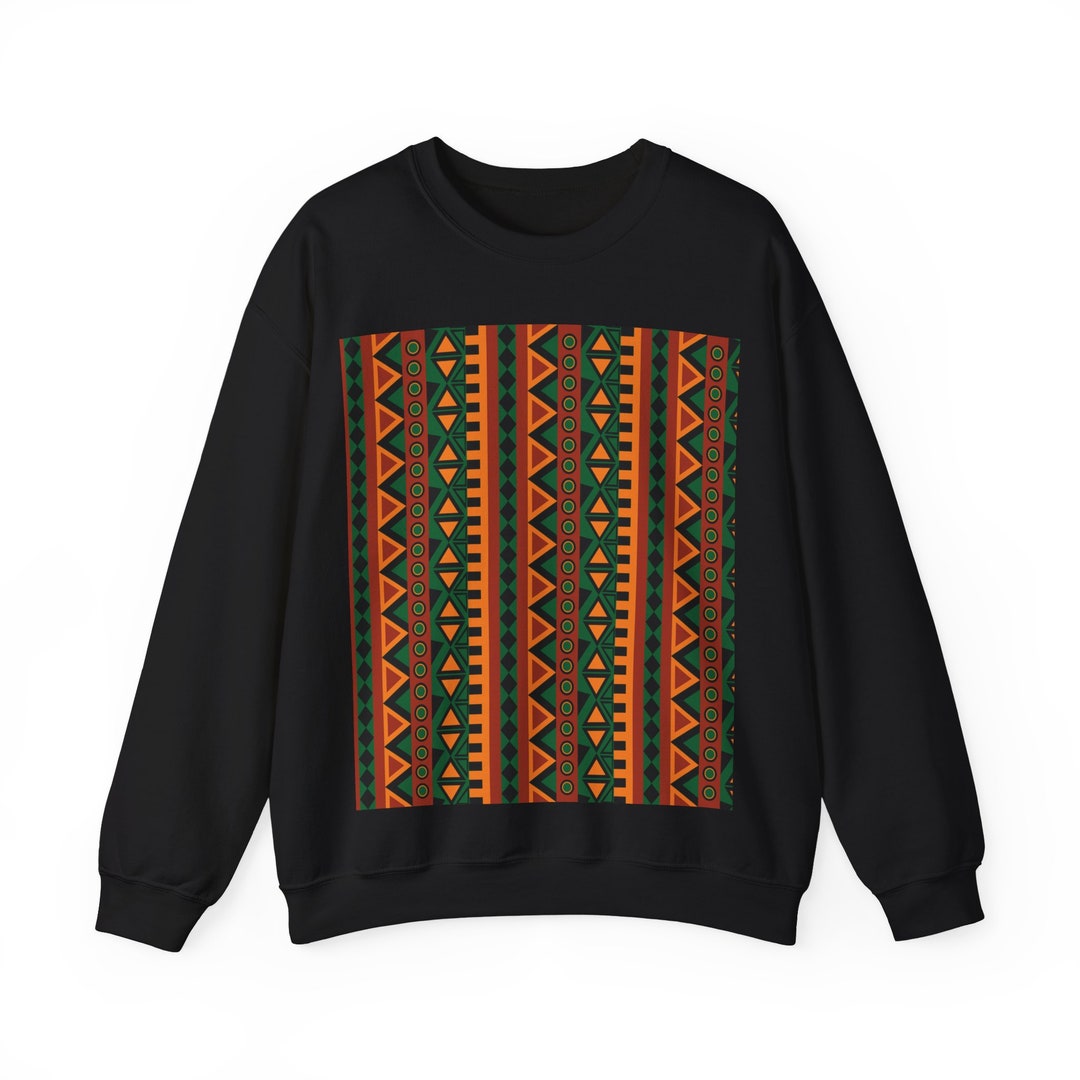 Aesthetic Retro African Tribal Art Red Green Orange Black Pattern Comfy ...