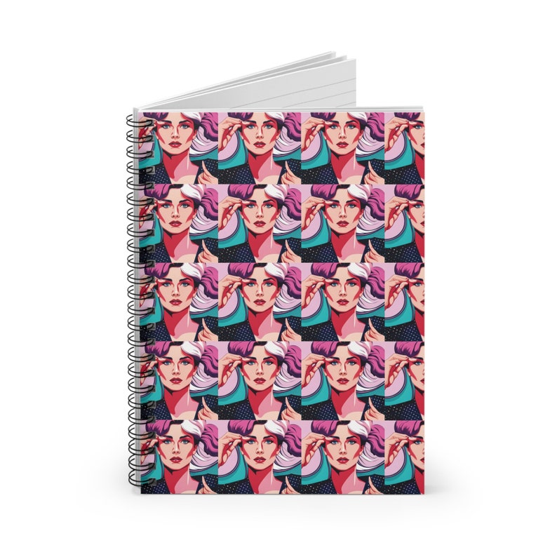 AI Inspired Retro Art 80s 90s Woman Collage Diary Journal Ruled Line ...
