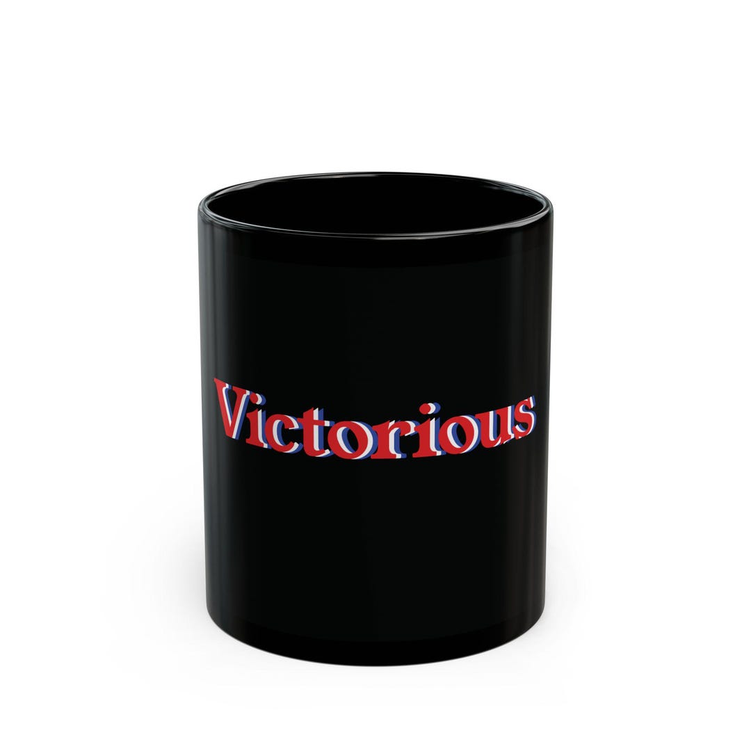 Red White Blue Victorious Victory Black Ceramic Coffee 11oz Black Mug ...