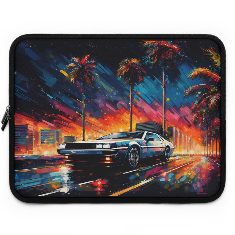 Retro Race Car Delorean Vapor Wave Synthwave Cyberpunk Laptop Sleeve ...