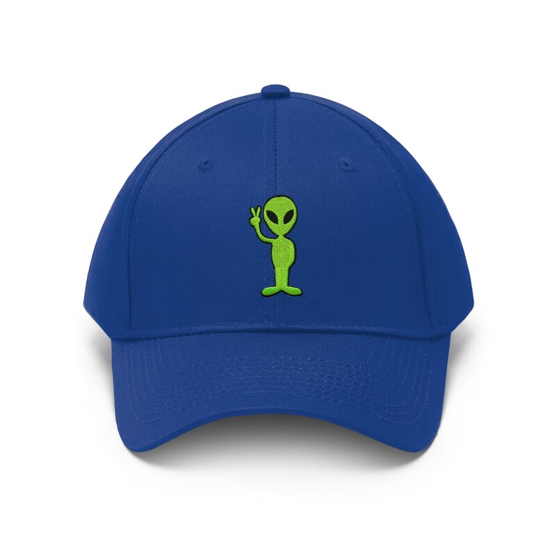 Peaceful Green Alien Embroidered Cute UFO Hat, Funny Outer Space Alien ...
