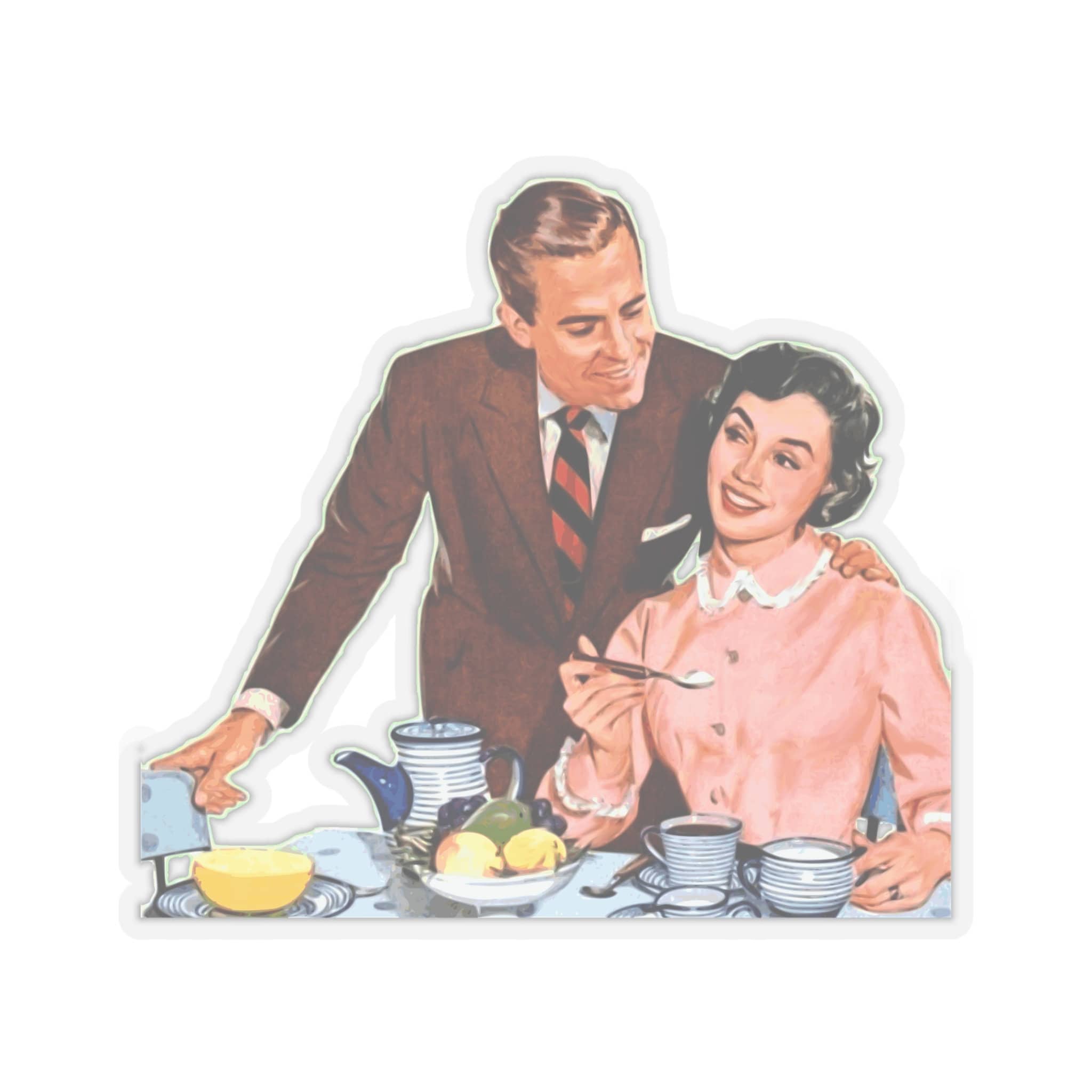 Vintage Old 1950s 1960s Man Woman Couple at Dinner Vinyl Decal Laptop ...