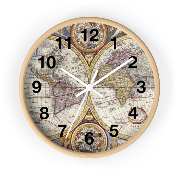World Map Wall Clock - Etsy