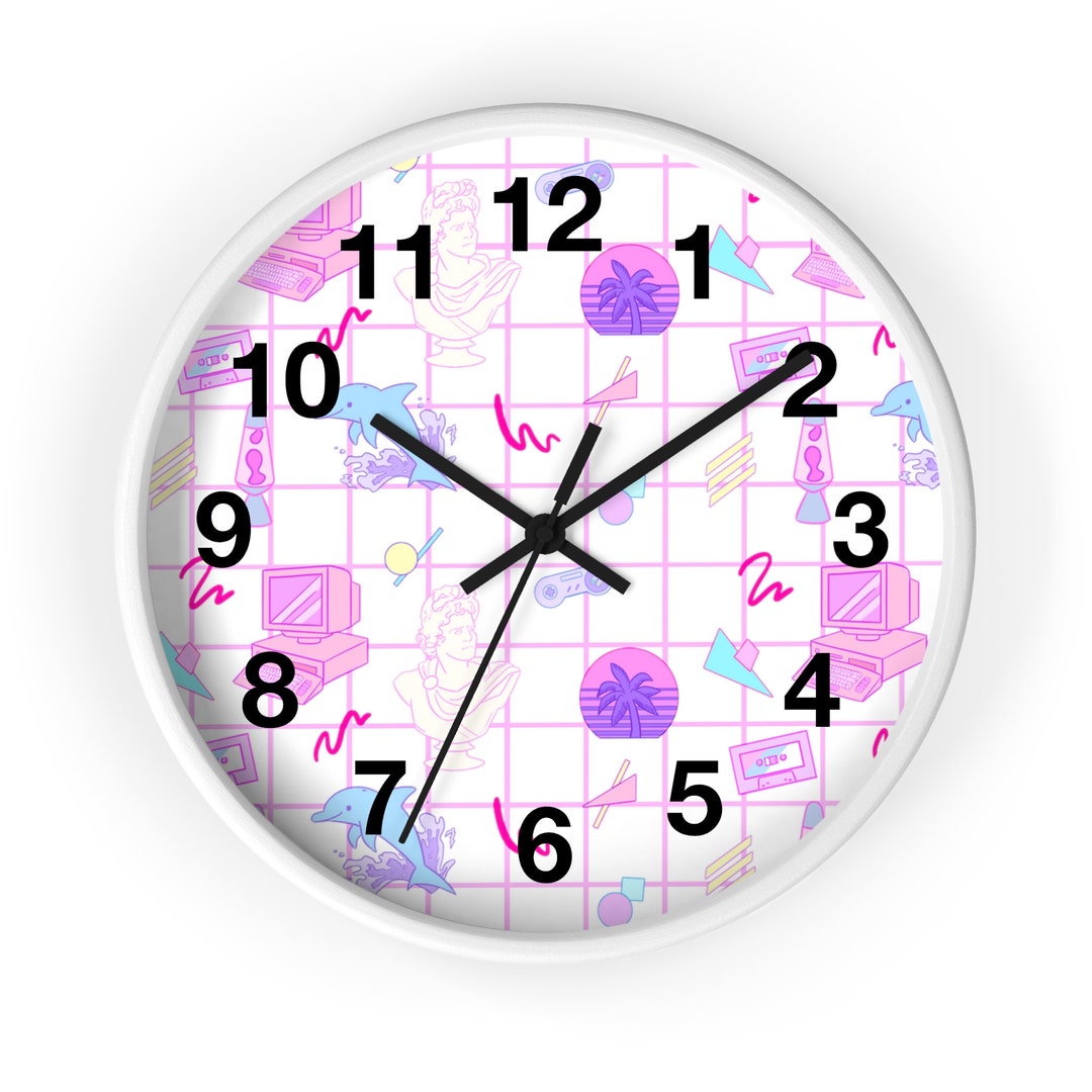 Retro Aesthetic 80s 90s 10" Clock Aesthetic Wall Art Hanging Home ...