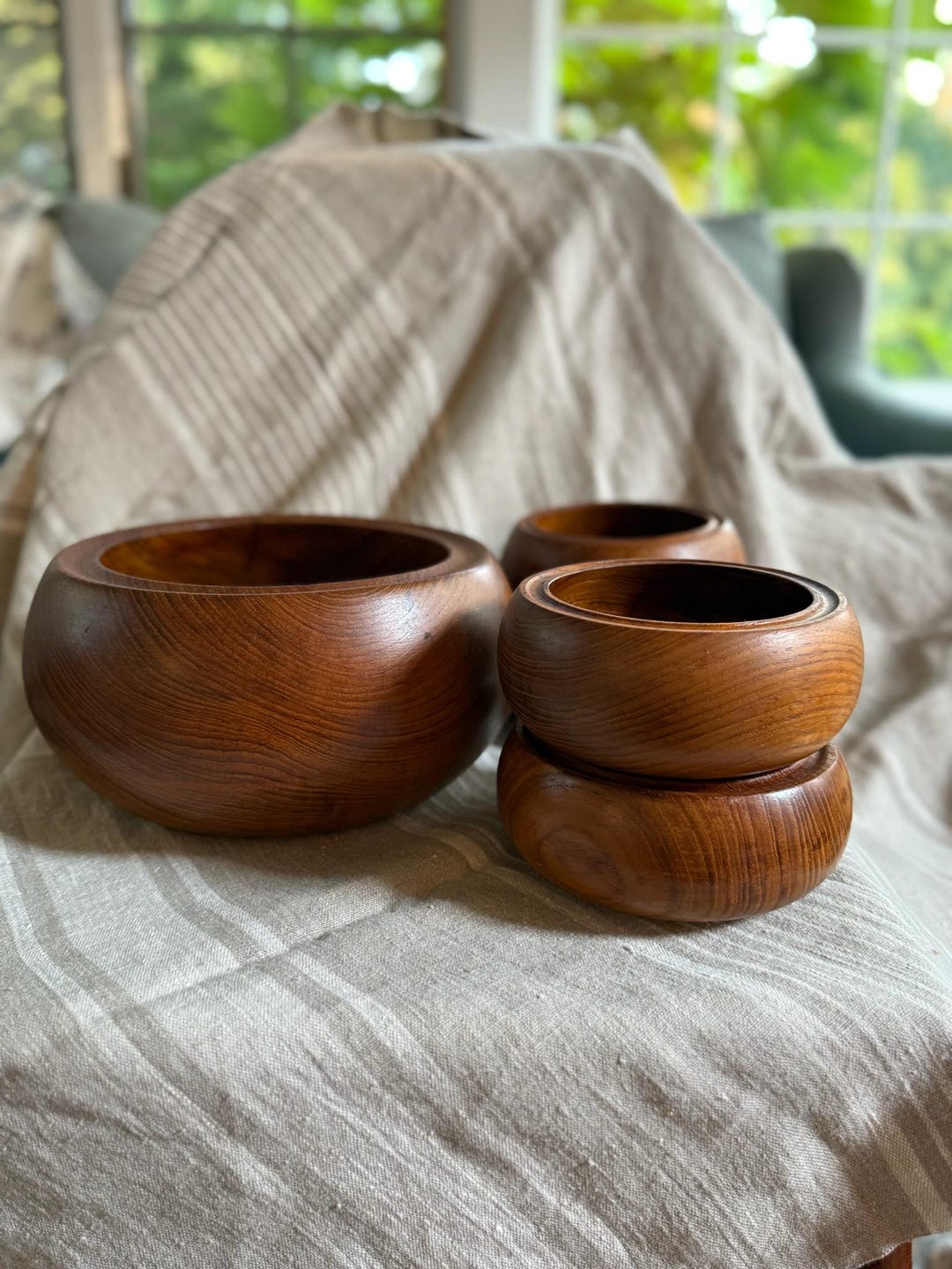 Vintage Dolphin Teak Wood Salad Bowl Set – 5 Pieces, Mid-century Modern ...