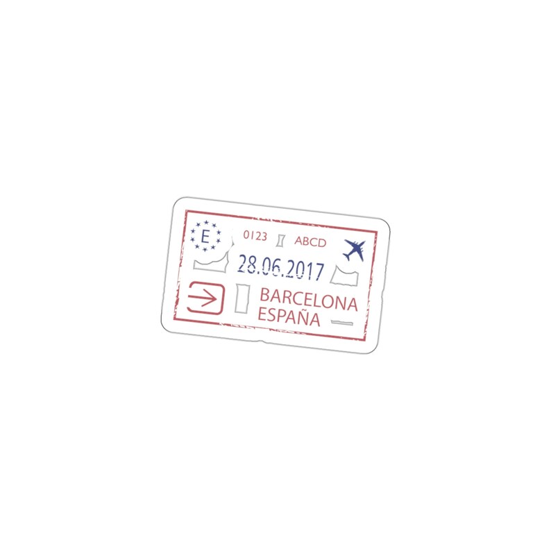 Spain Passport Stamp | Die-cut Stickers | Barcelona Spain Sticker ...