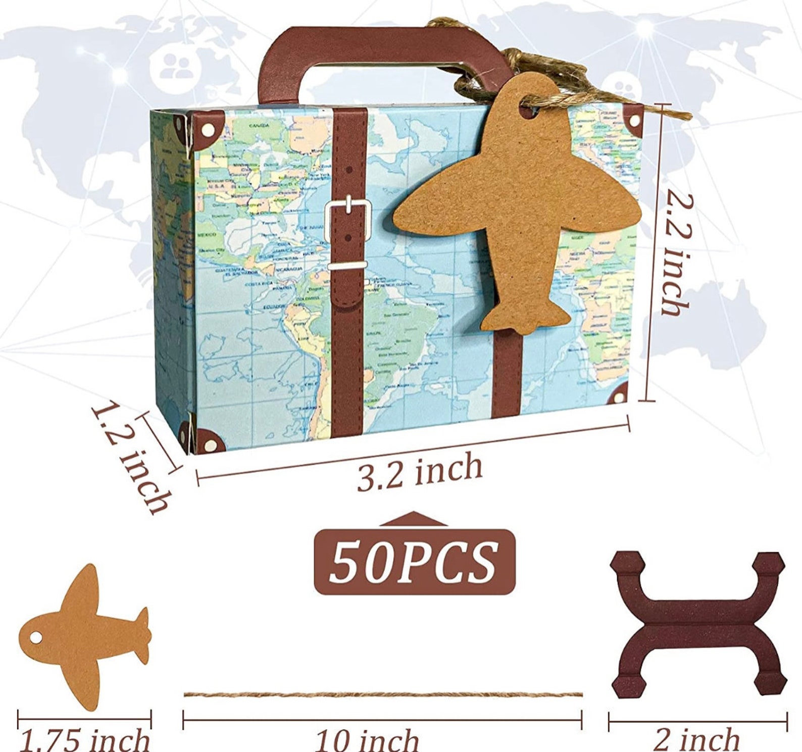 Suitcase Boxes | Favor Boxes | Travel Boxes | Candy Box | Travel Themed Party Favors | World Map ...