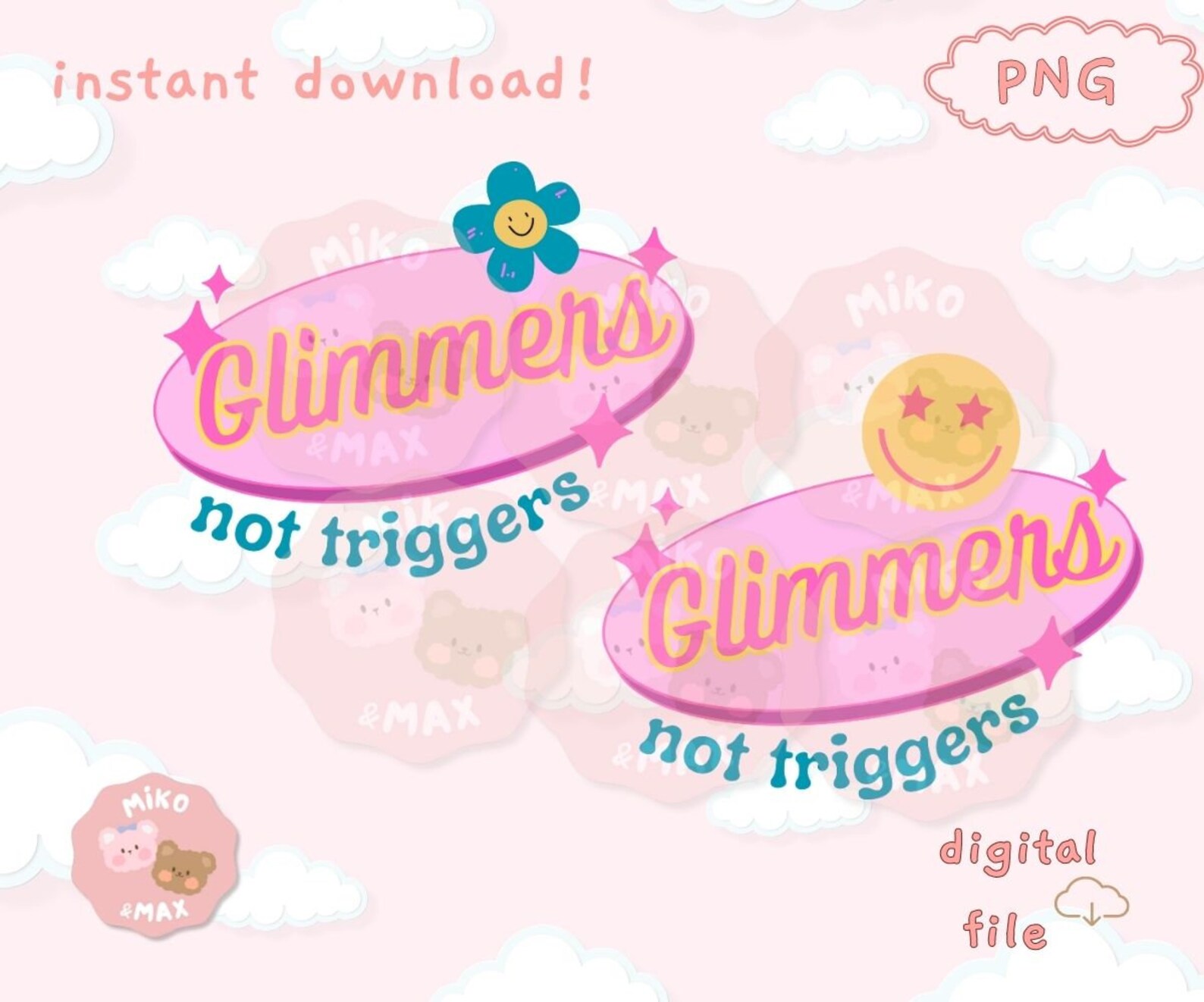 Digital File | 300 DPI | PNG | Glimmers Not Triggers | Mental Health ...