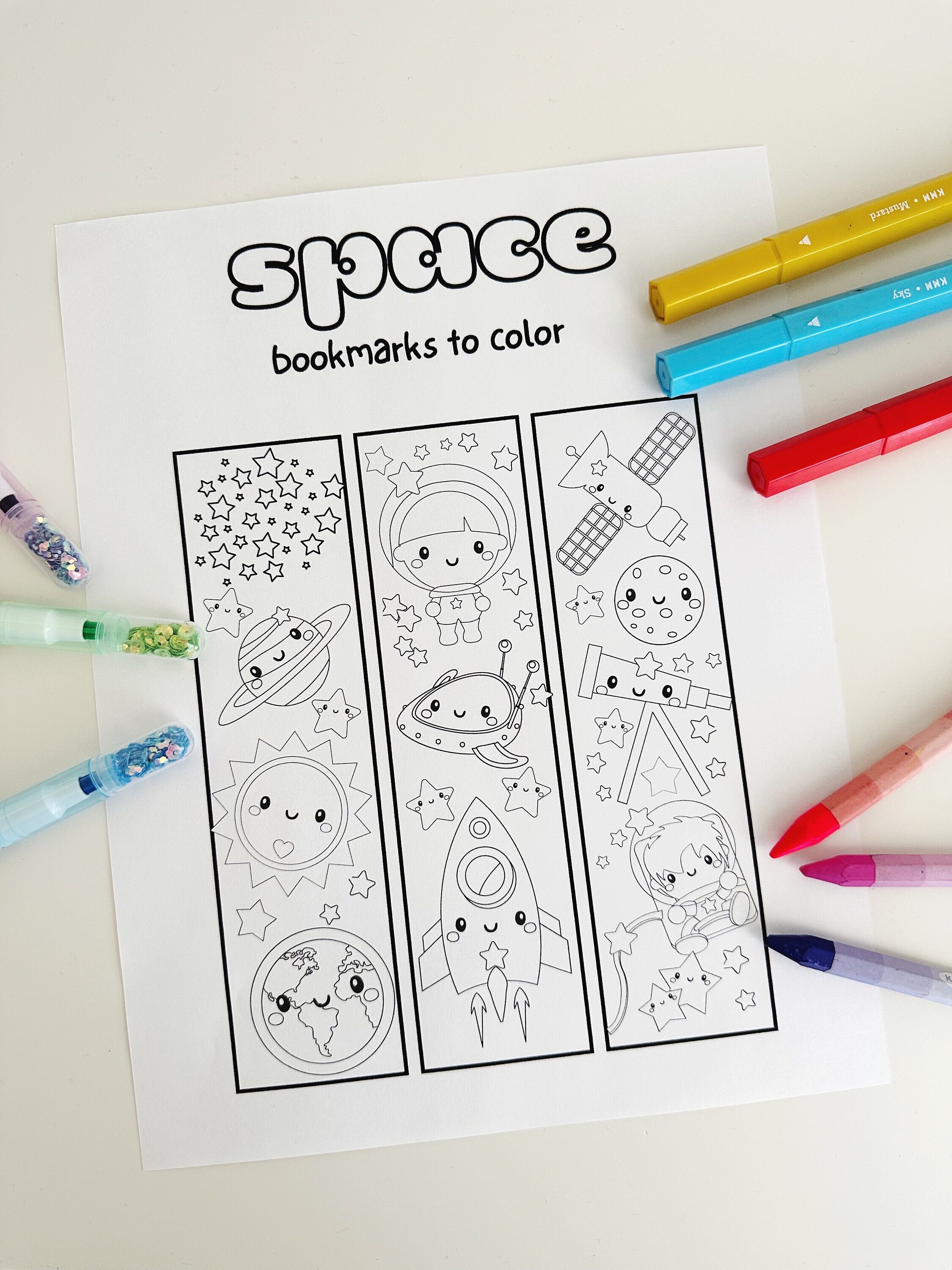 Digital Download Space Solar System Kids Students Bookmark to Color - Etsy