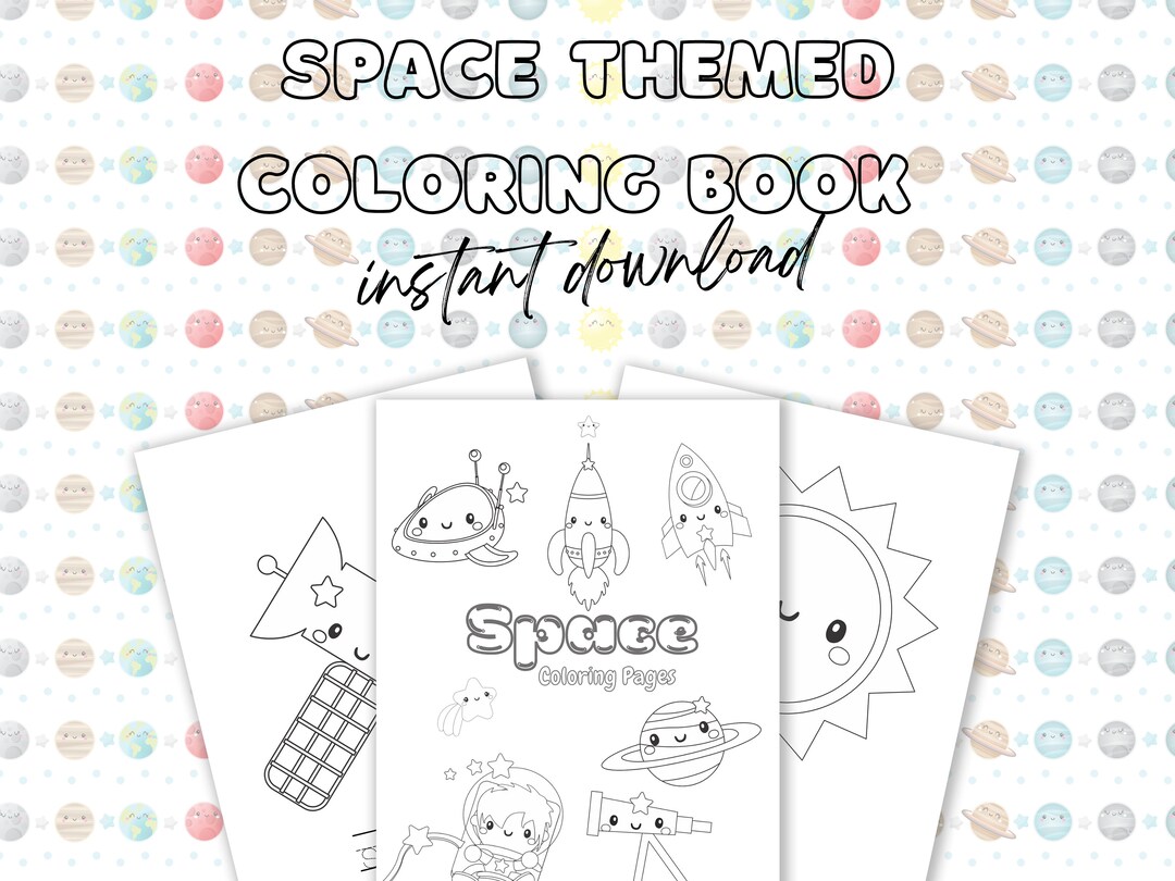 Space Solar System Theme PDF Coloring Worksheets for Kids and - Etsy