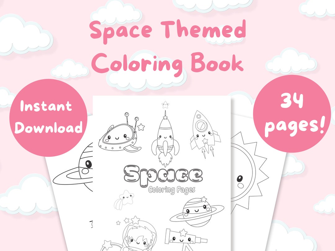 Space Solar System Theme PDF Coloring Worksheets for Kids and Early ...