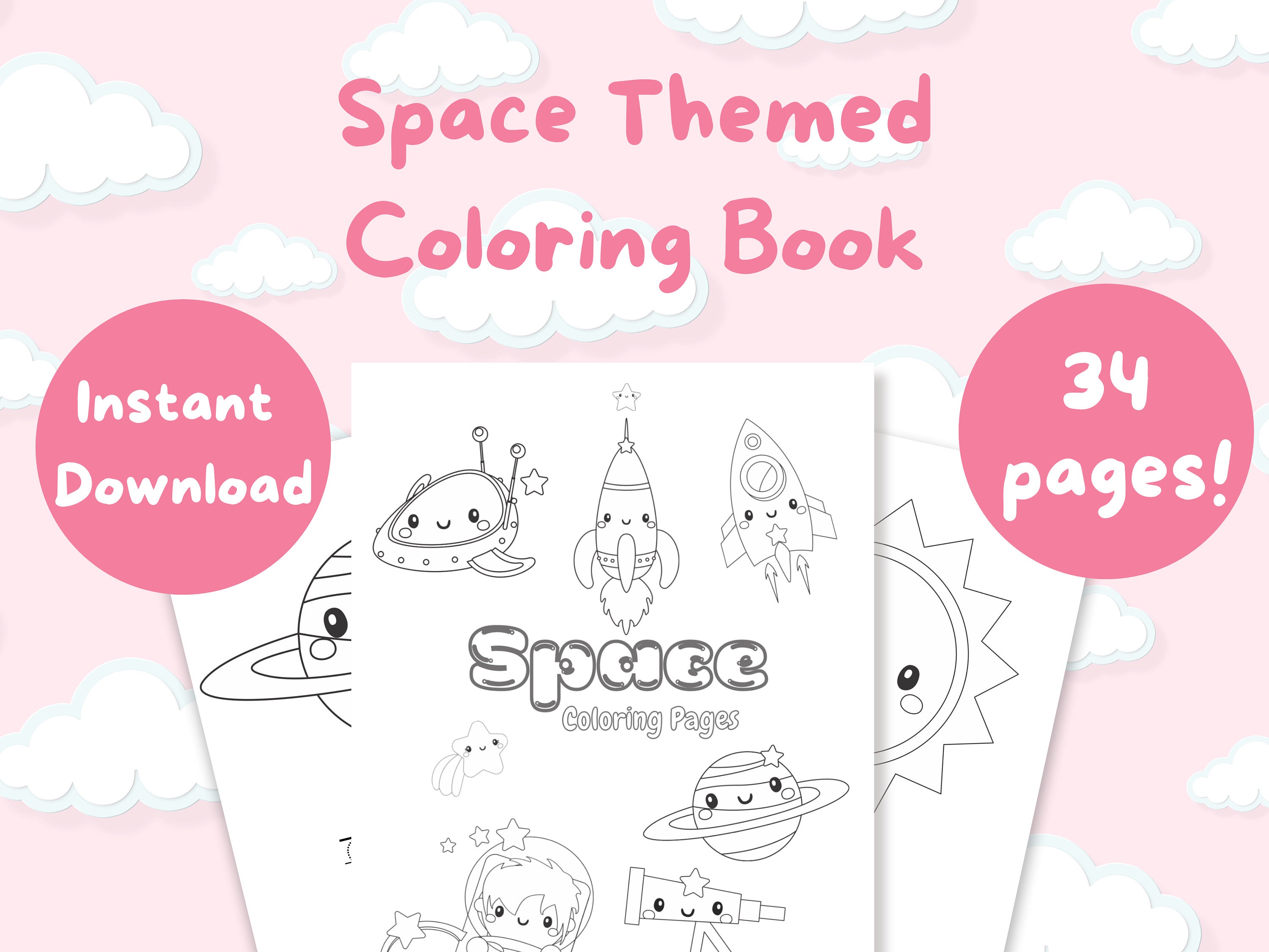 Space Solar System Theme PDF Coloring Worksheets for Kids and Early ...