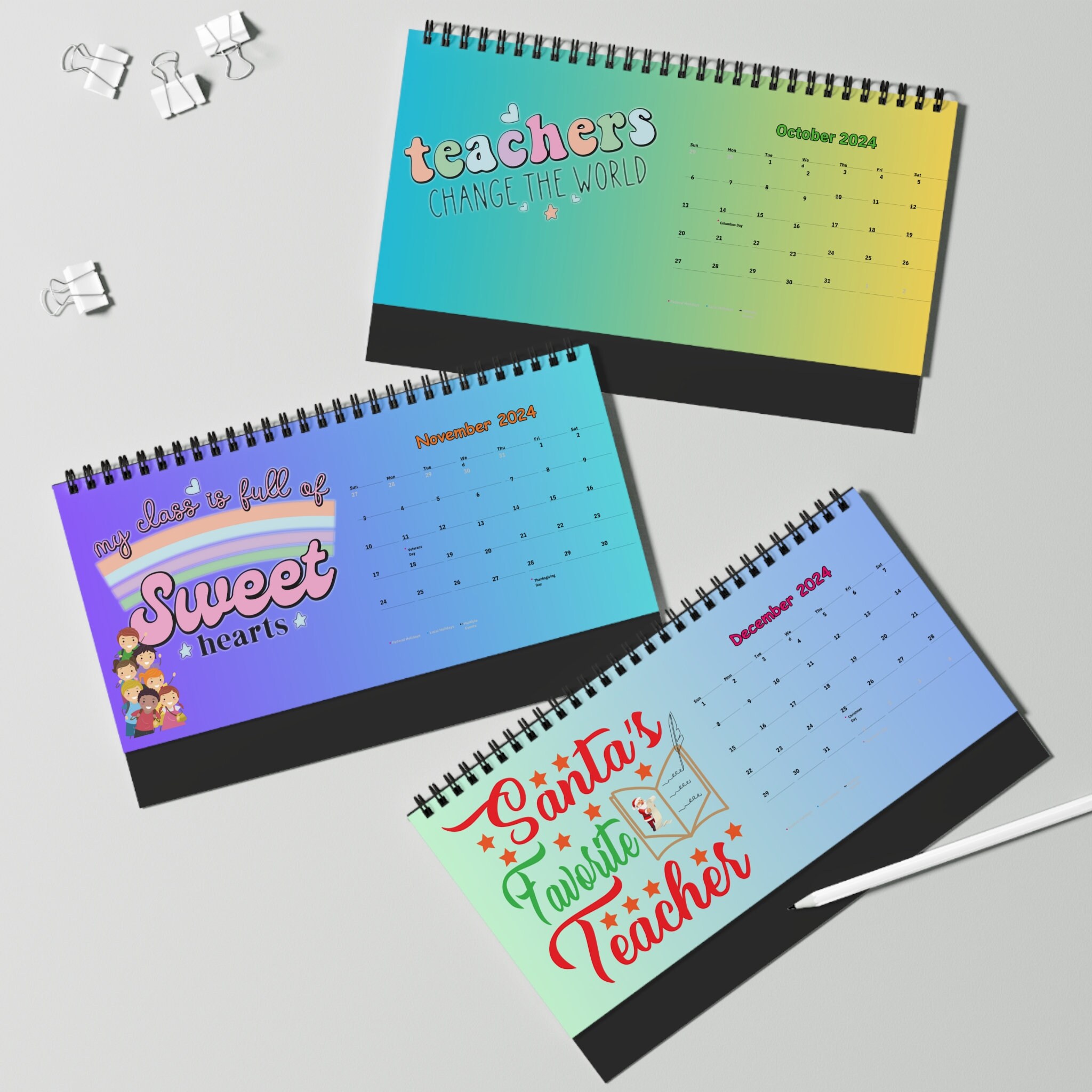 Desk Calendar, 2024 Calendar for Teacher, - Etsy