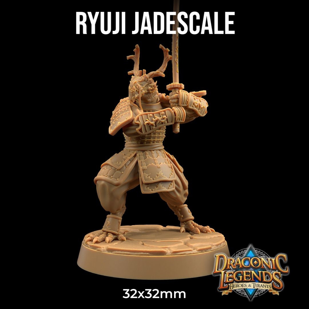 Ryuji Jadescale Dragonborn Samurai / Fighter Miniature - Etsy