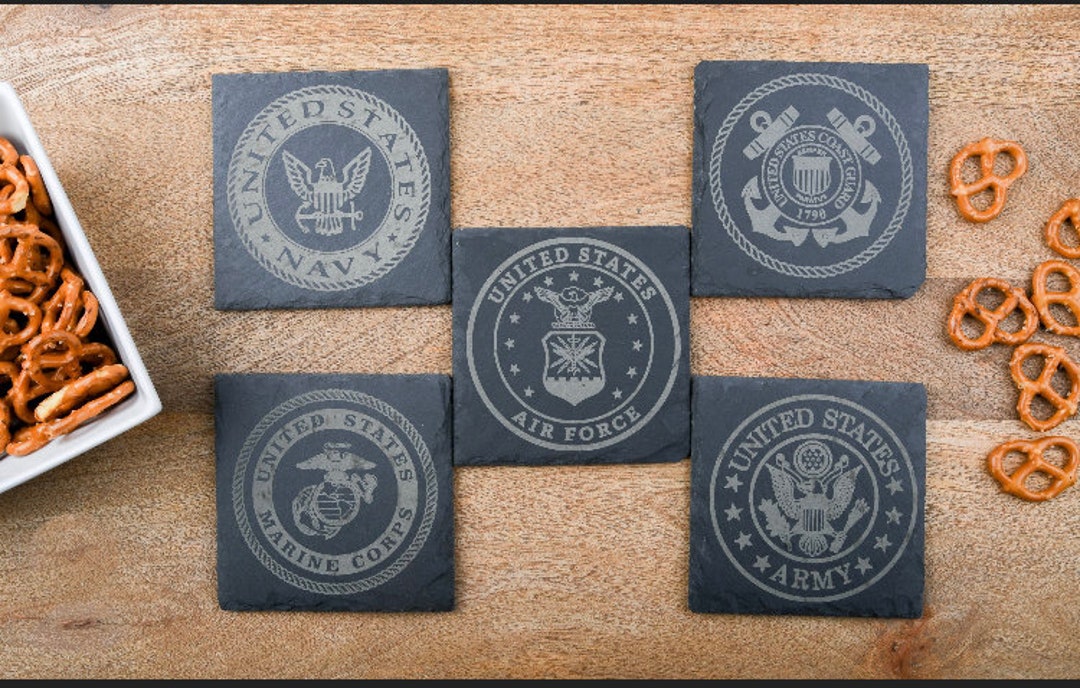 Military Themed Slate Coasters Set of 4 Coasters of Any Branch. Army ...