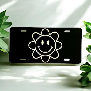 Smiley Face Flower License Plate - Etsy