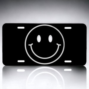 Smiley Happy Face Aluminum Laser Engraved Front License Tag. Looks ...
