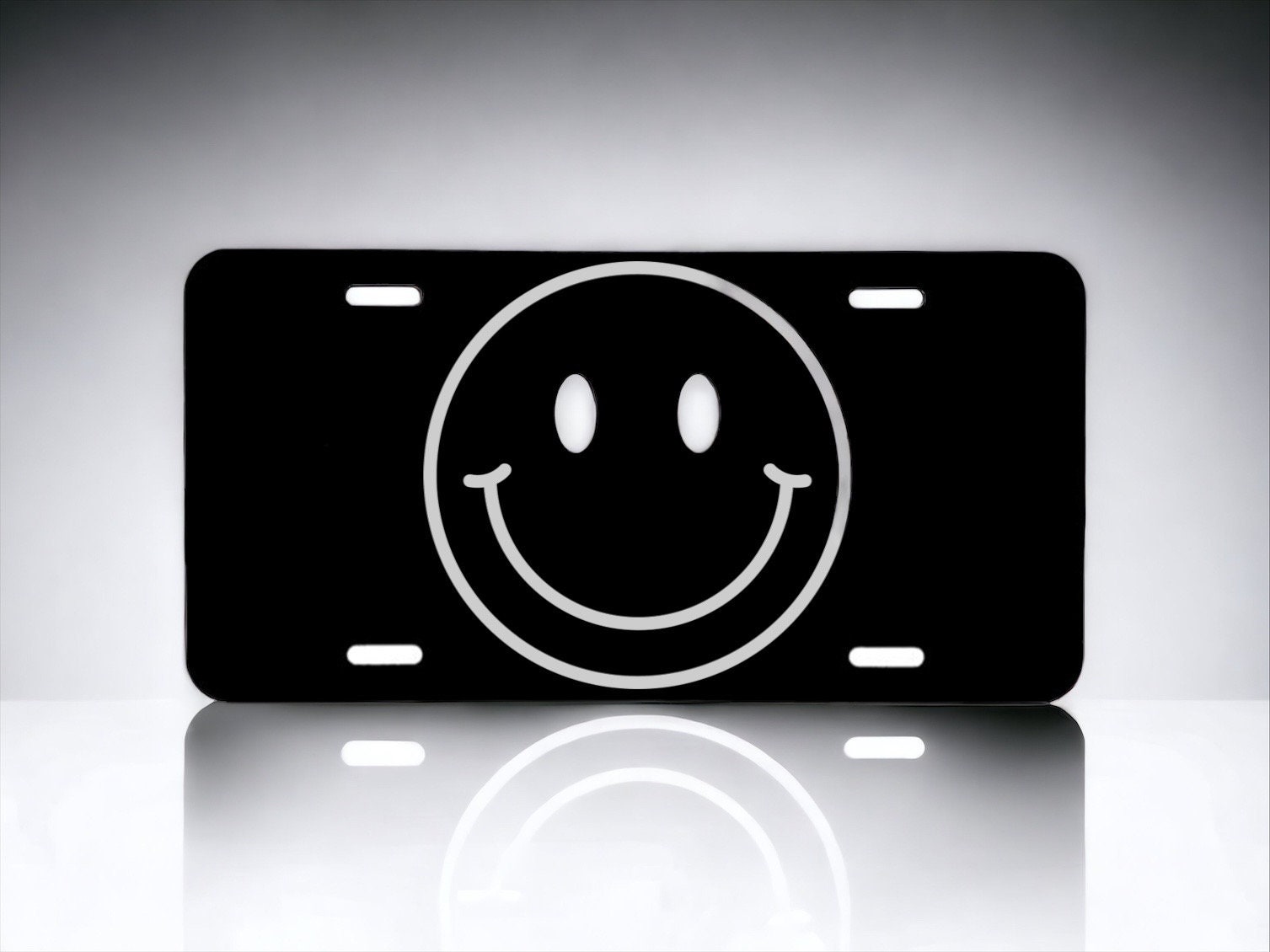 Smiley Happy Face Aluminum Laser Engraved Front License Tag. Looks ...