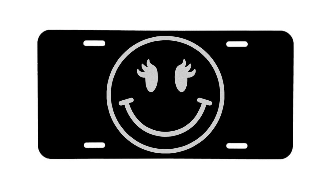 Smiley Happy Face With Eyelashes! Aluminum Laser Engraved Front License ...