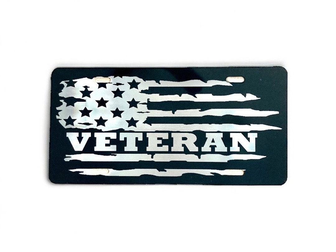 Military Veteran Flag!! Aluminum Laser Engraved Front License Tag ...