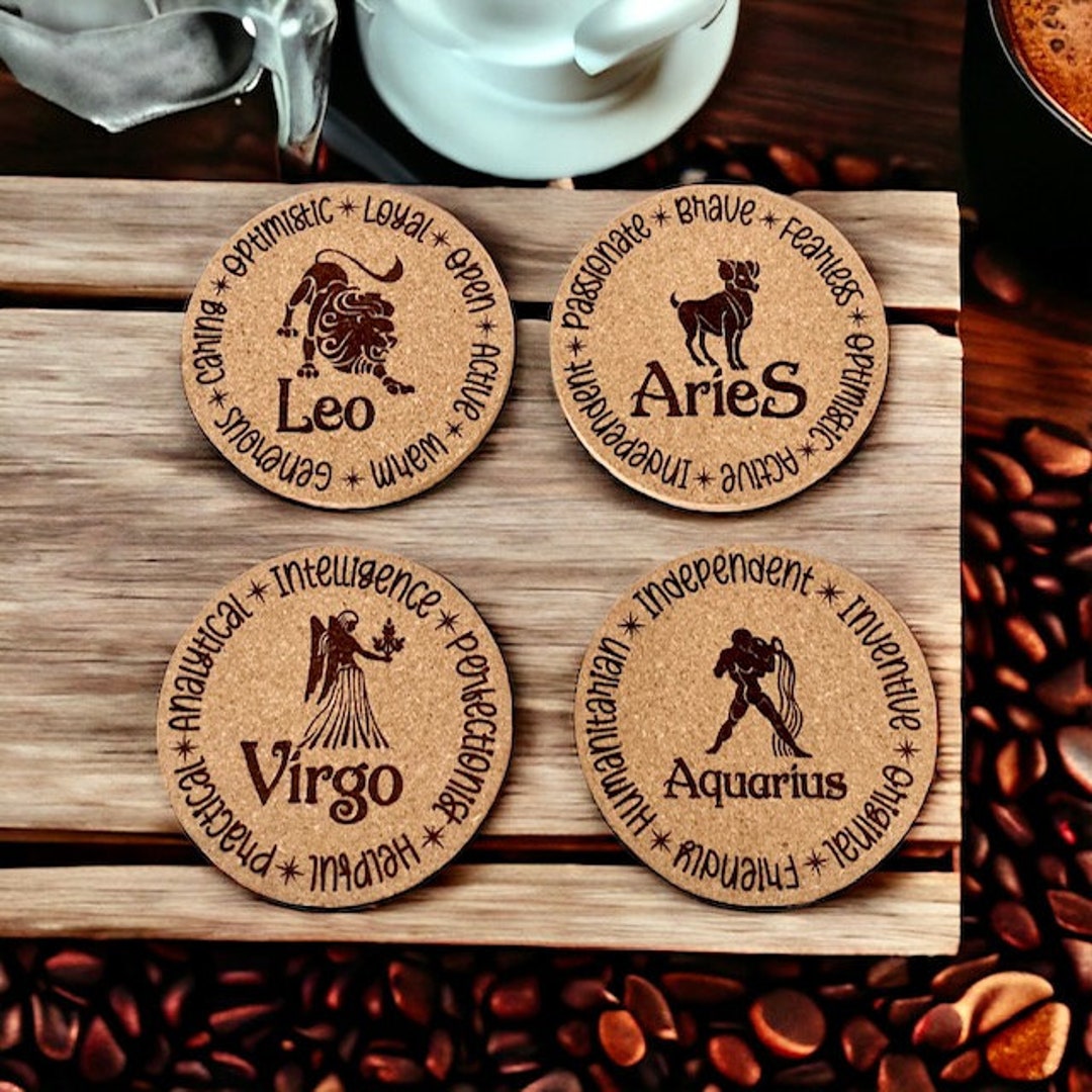 Set of 4 Cork Coasters! Zodiac Sign a Great Set of Coasters for a ...