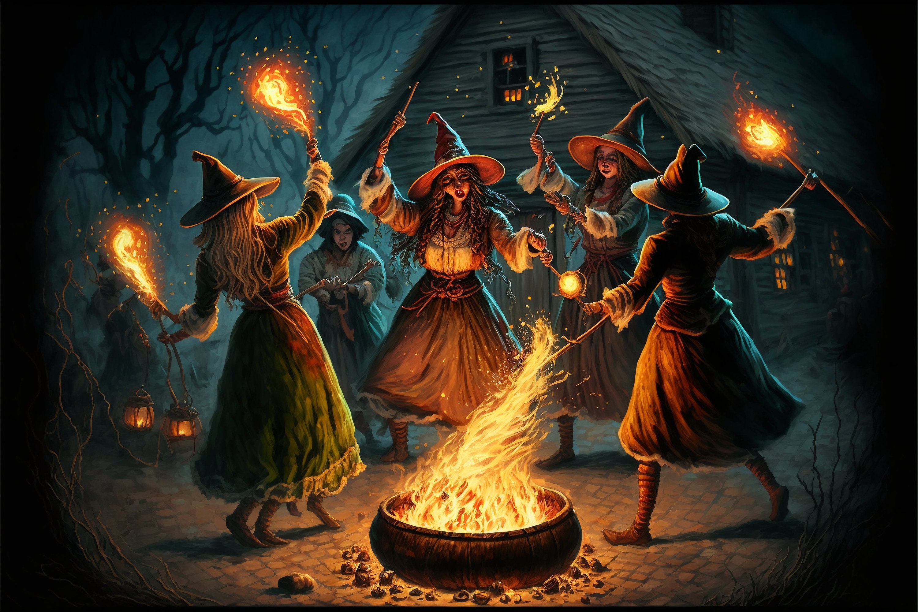 Sisters of the Flame | Witchy Art | Digital Download | Witchcraft Art ...