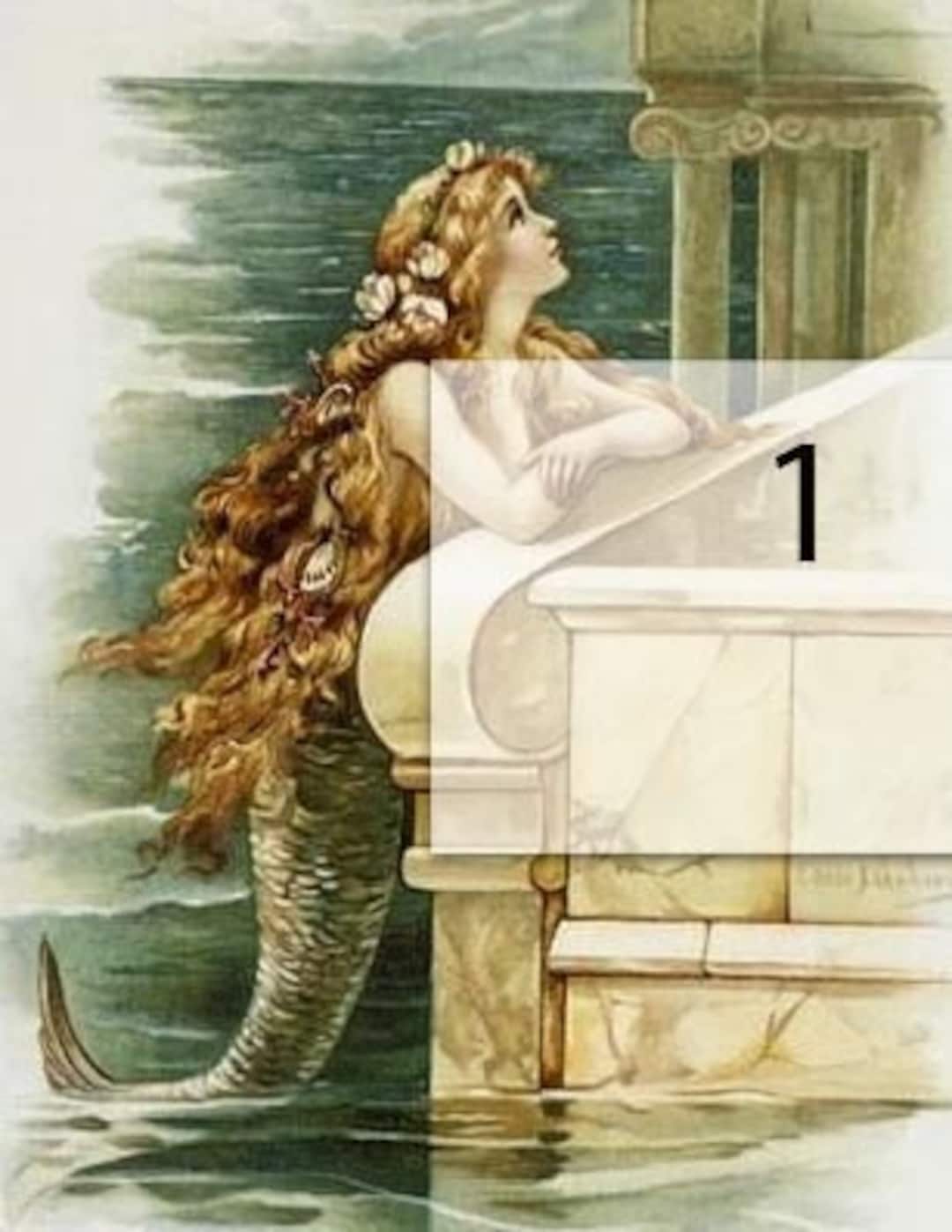 Custom Fabric Panel Cotton Canvas Applique Victorian Art Deco Mermaid ...
