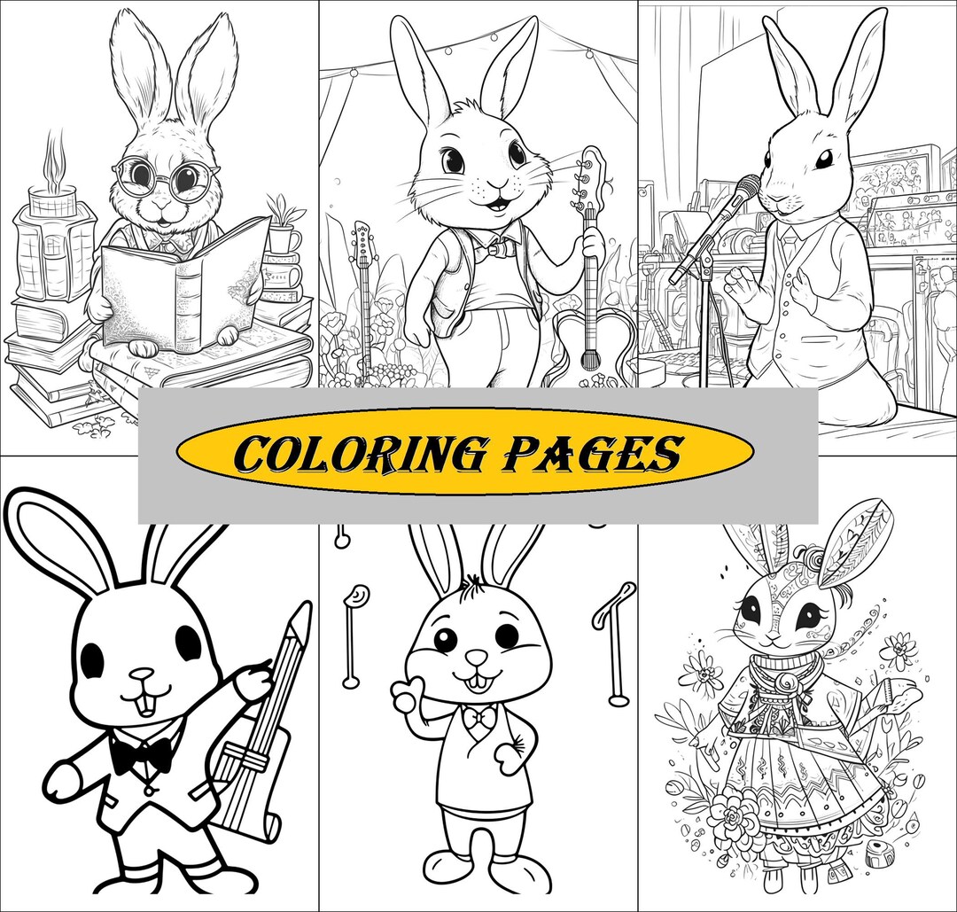154 Coloring Pages - Cute Rabbit. Colouring Book PDF - Etsy