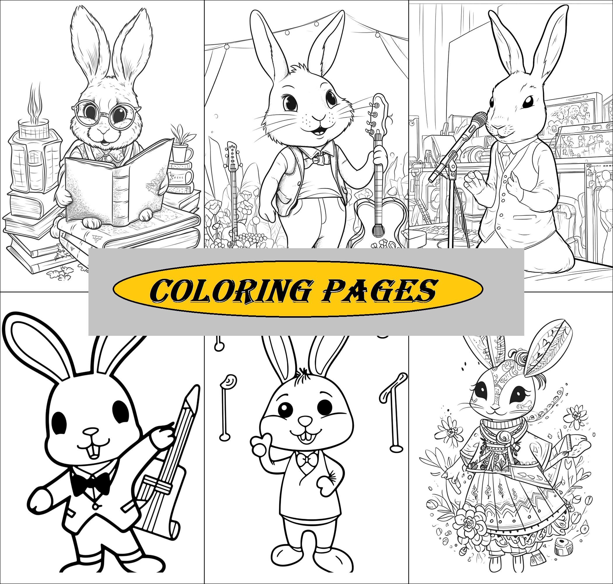 154 Coloring Pages Cute Rabbit. Colouring Book PDF - Etsy