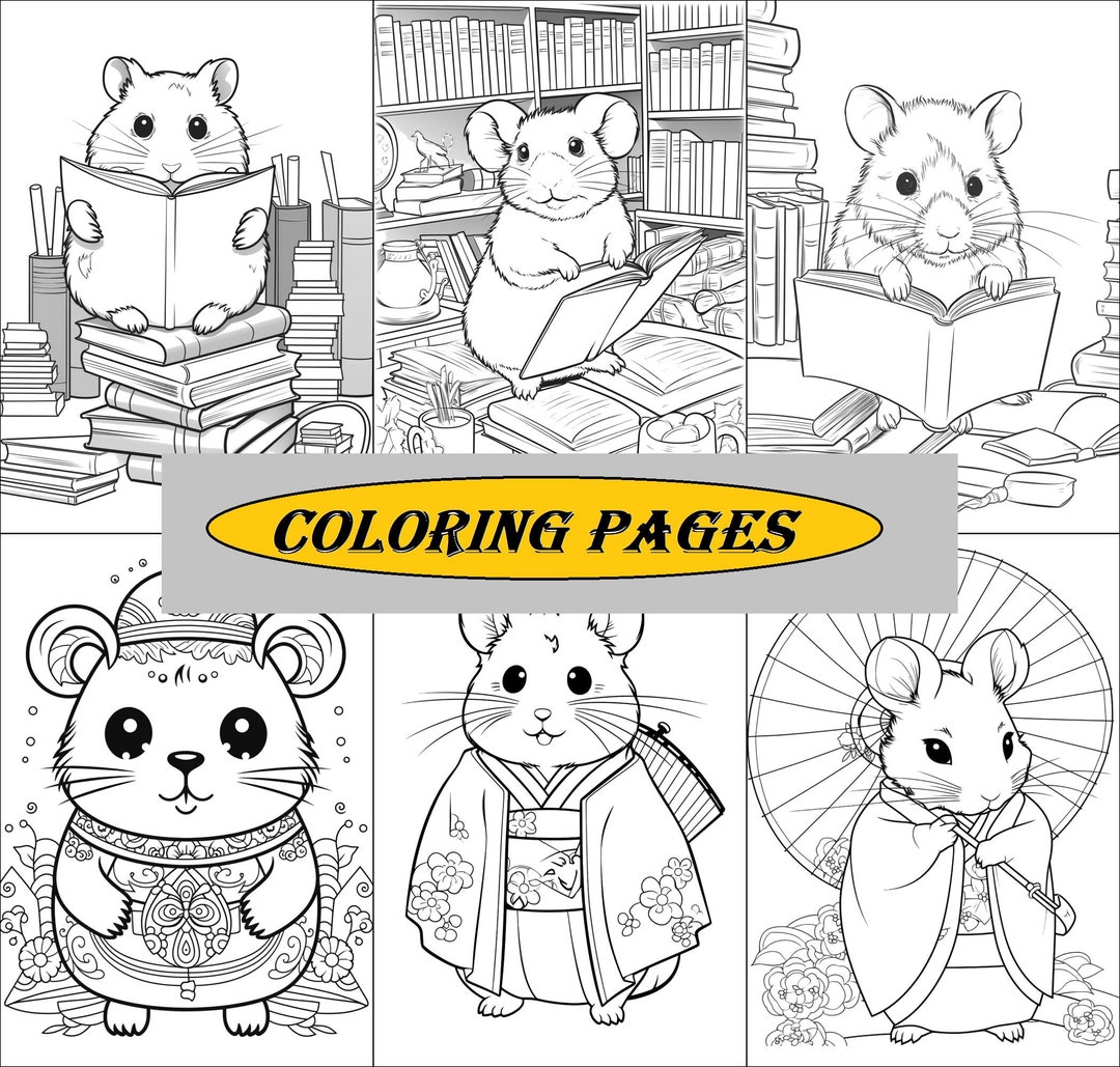 189 Coloring Pages - Cute Hamster. Colouring Book PDF - Etsy